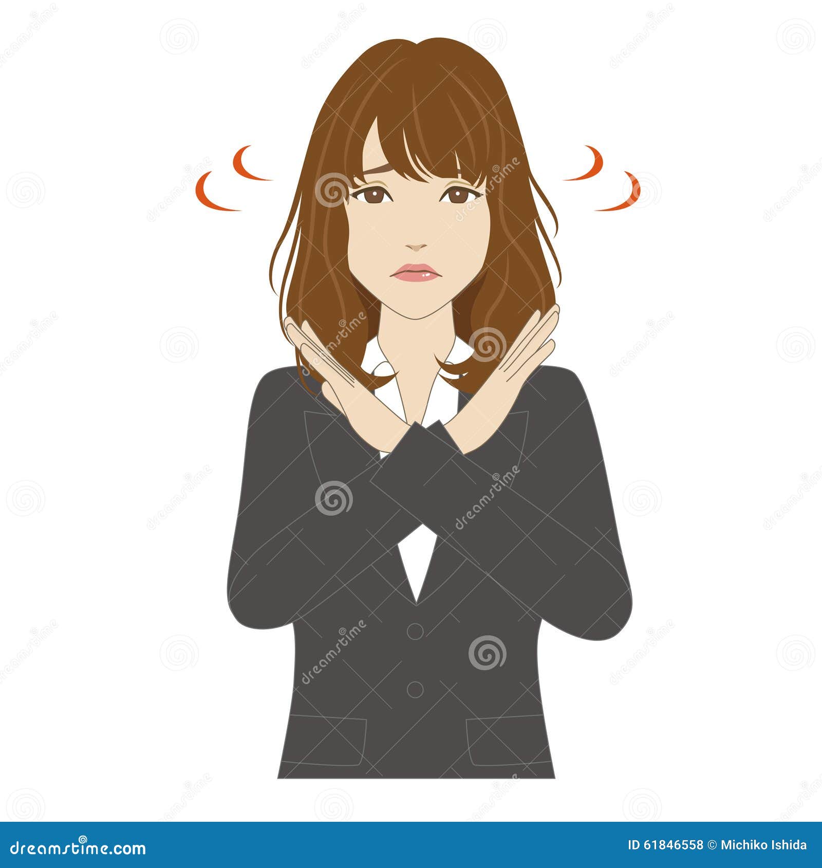 Young Woman Crossing Her Arms Saying No Stock Vector Illustration Of