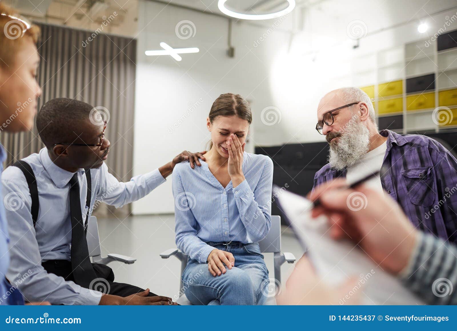 Young Woman Crying in Support Group Stock Image - Image of anxiety ...