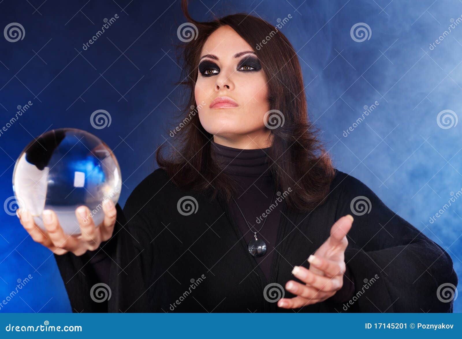 Young Woman with Crystal Ball. Stock Image - Image of glass, beautiful ...