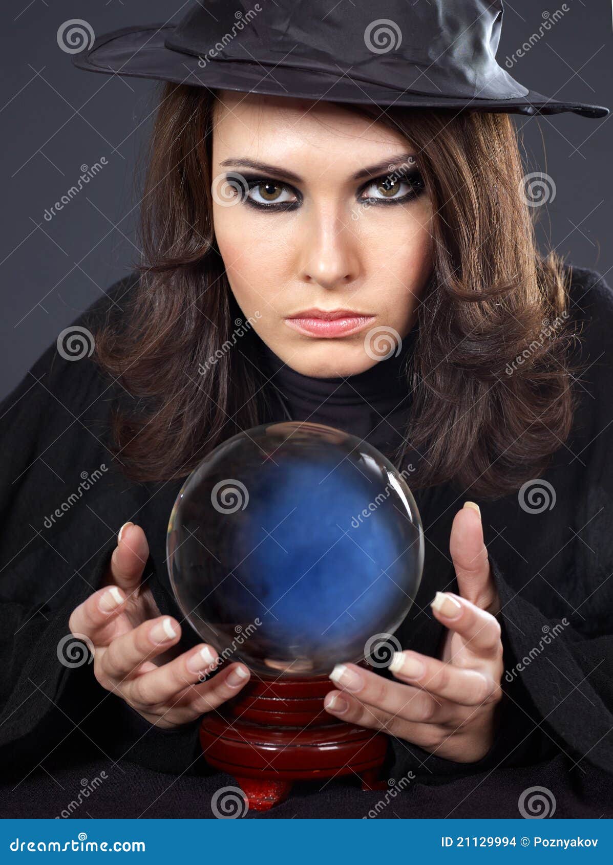Young Woman with Crystal Ball. Stock Photo - Image of night, mystery ...