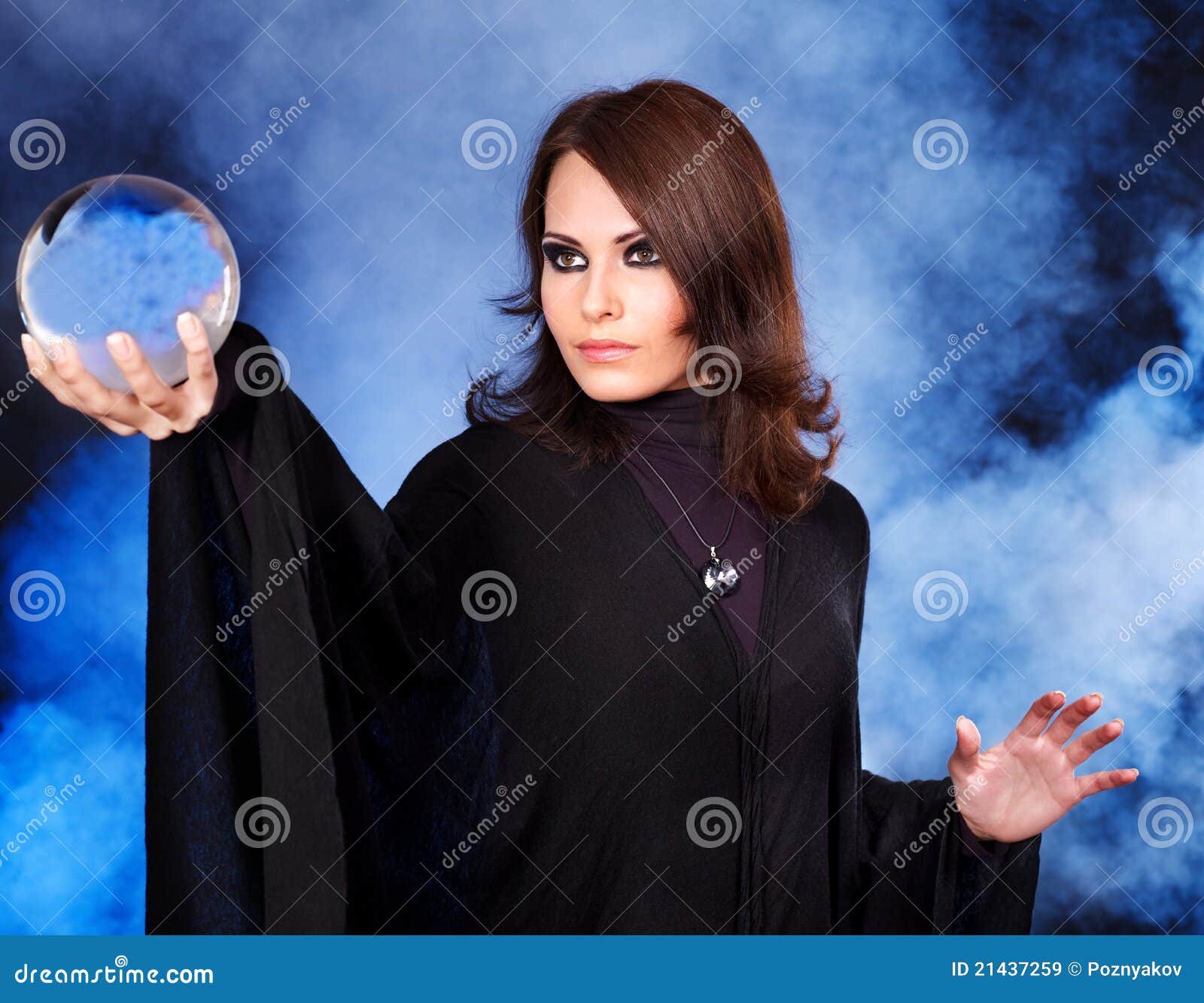 Young Woman with Crystal Ball. Stock Image - Image of magic, foggy ...