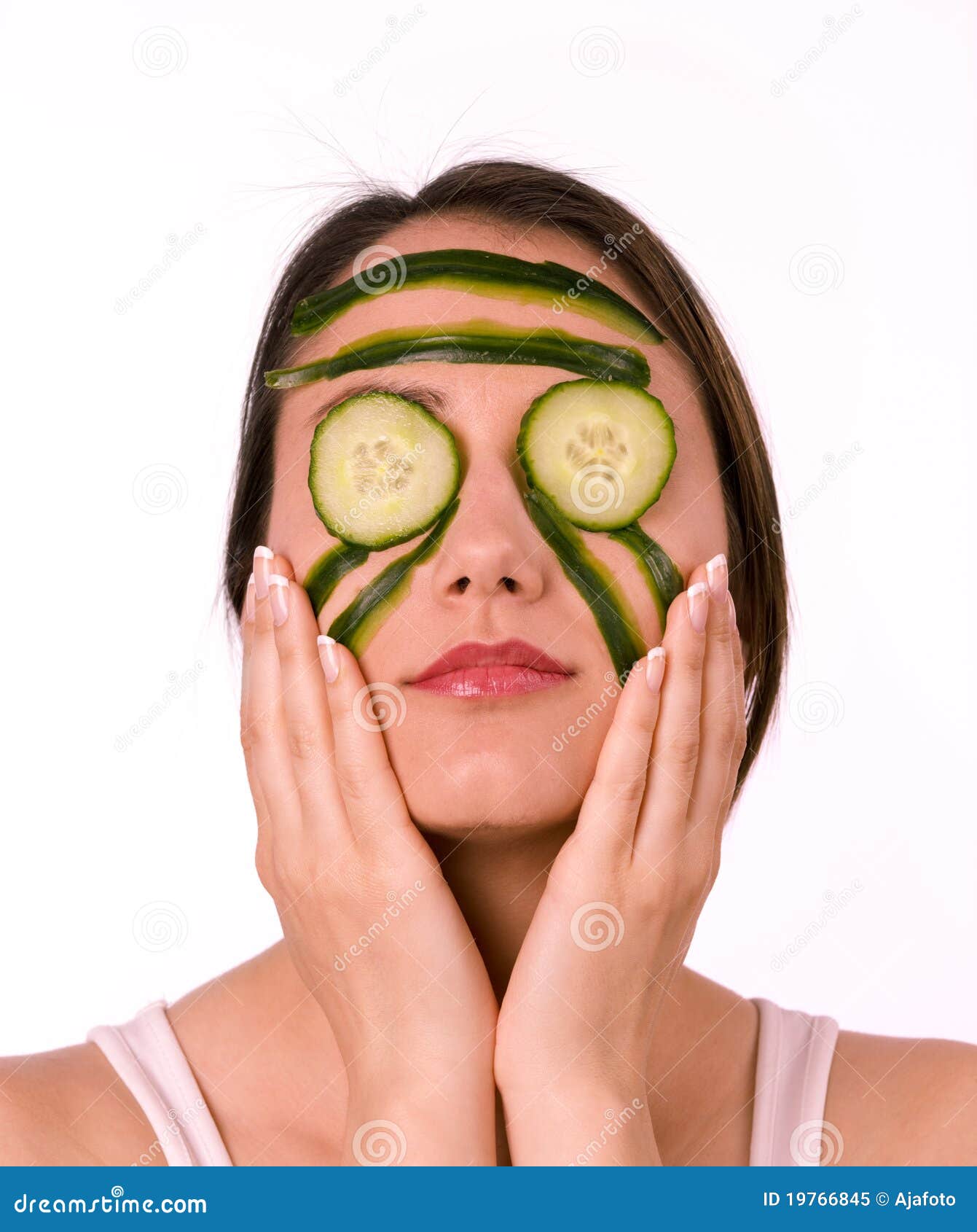 Young Woman with Cucumber Mask Stock Image - Image of clean, human ...