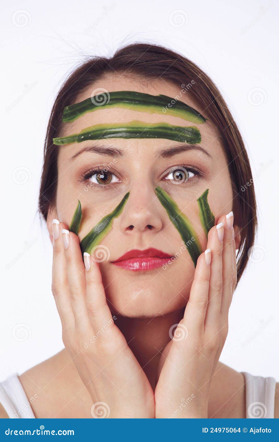 Young Woman with Cucumber Slices on Her Face Stock Photo - Image of ...