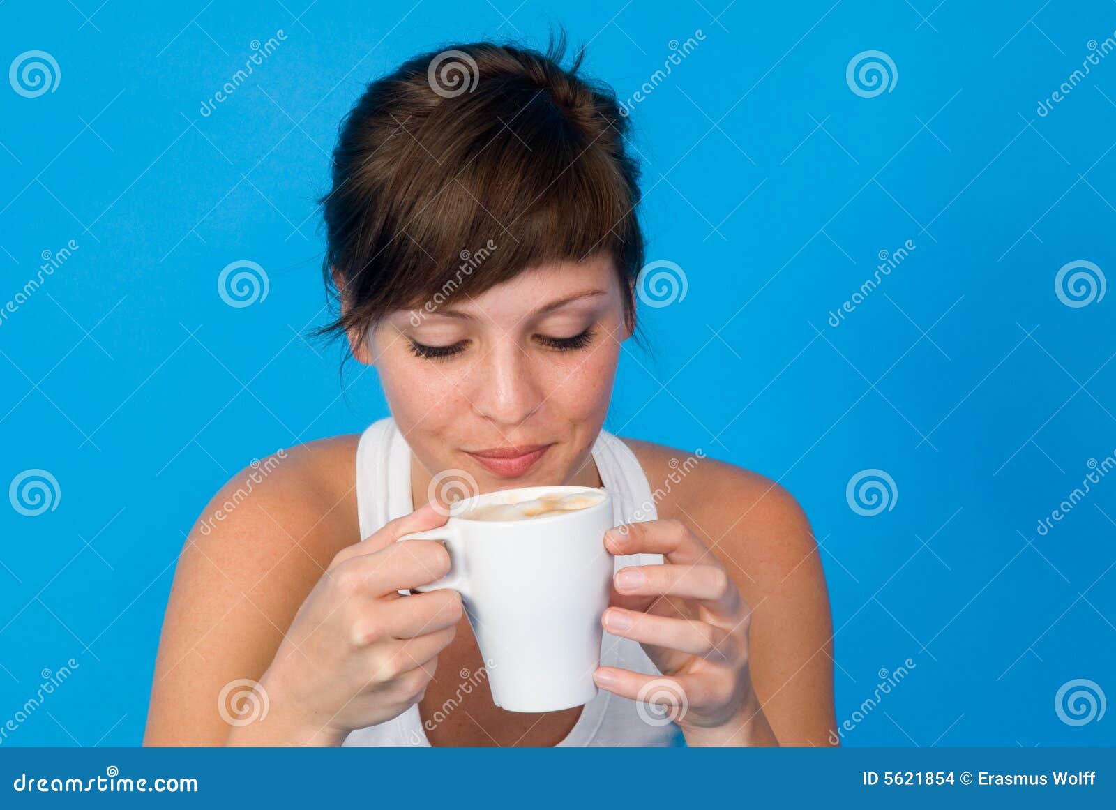 Young Woman with Cup of Coffee or Tea Stock Photo - Image of caffeine ...