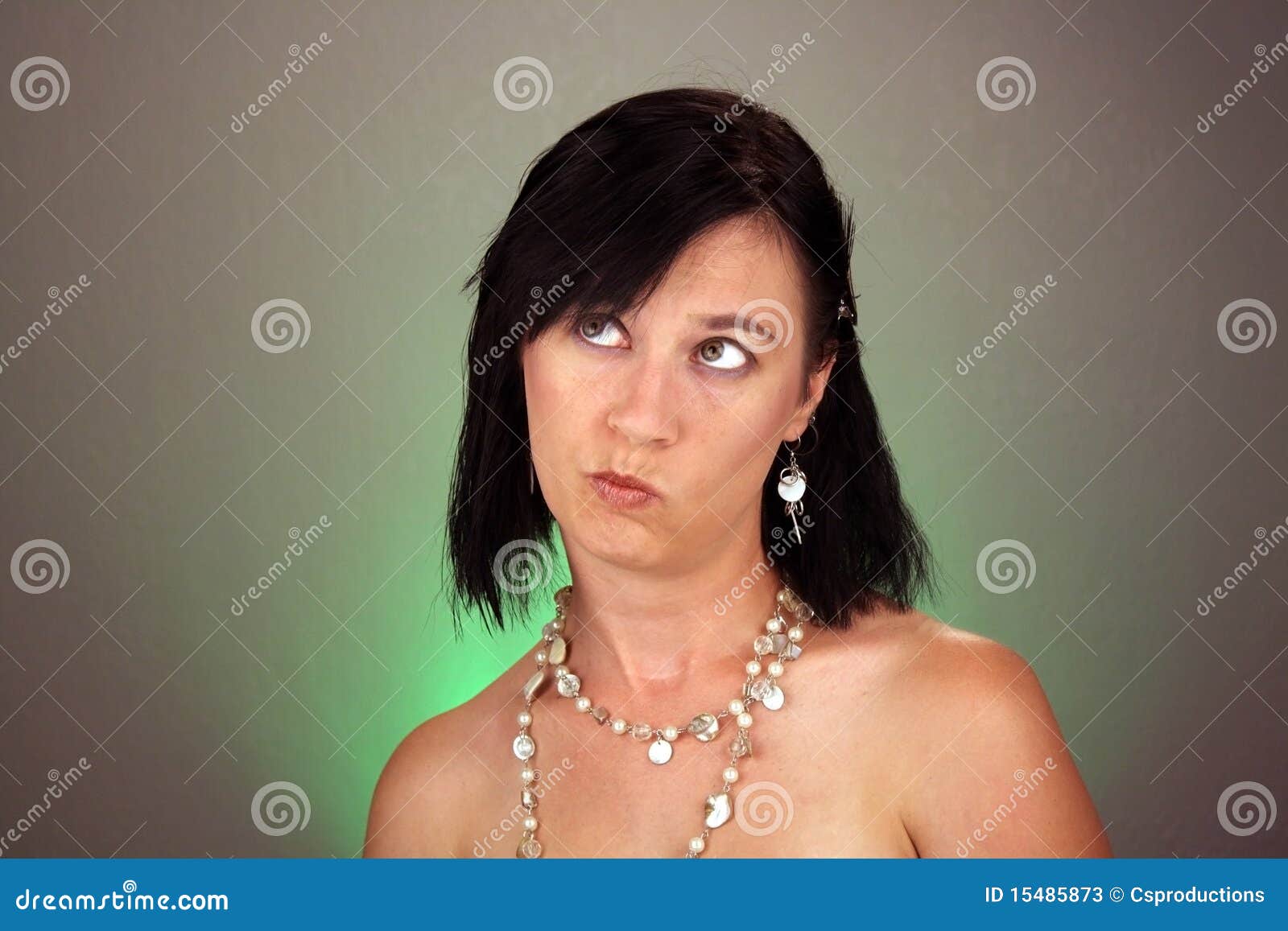 Young Woman with Curious Expression Stock Image - Image of headshot ...