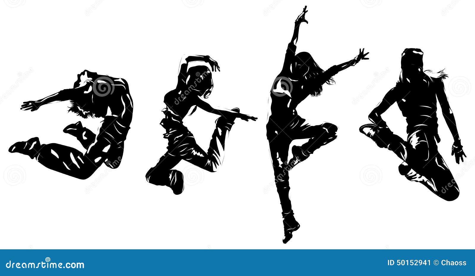 Young Woman Dancers Jumping Stock Vector - Illustration of acrobatic ...