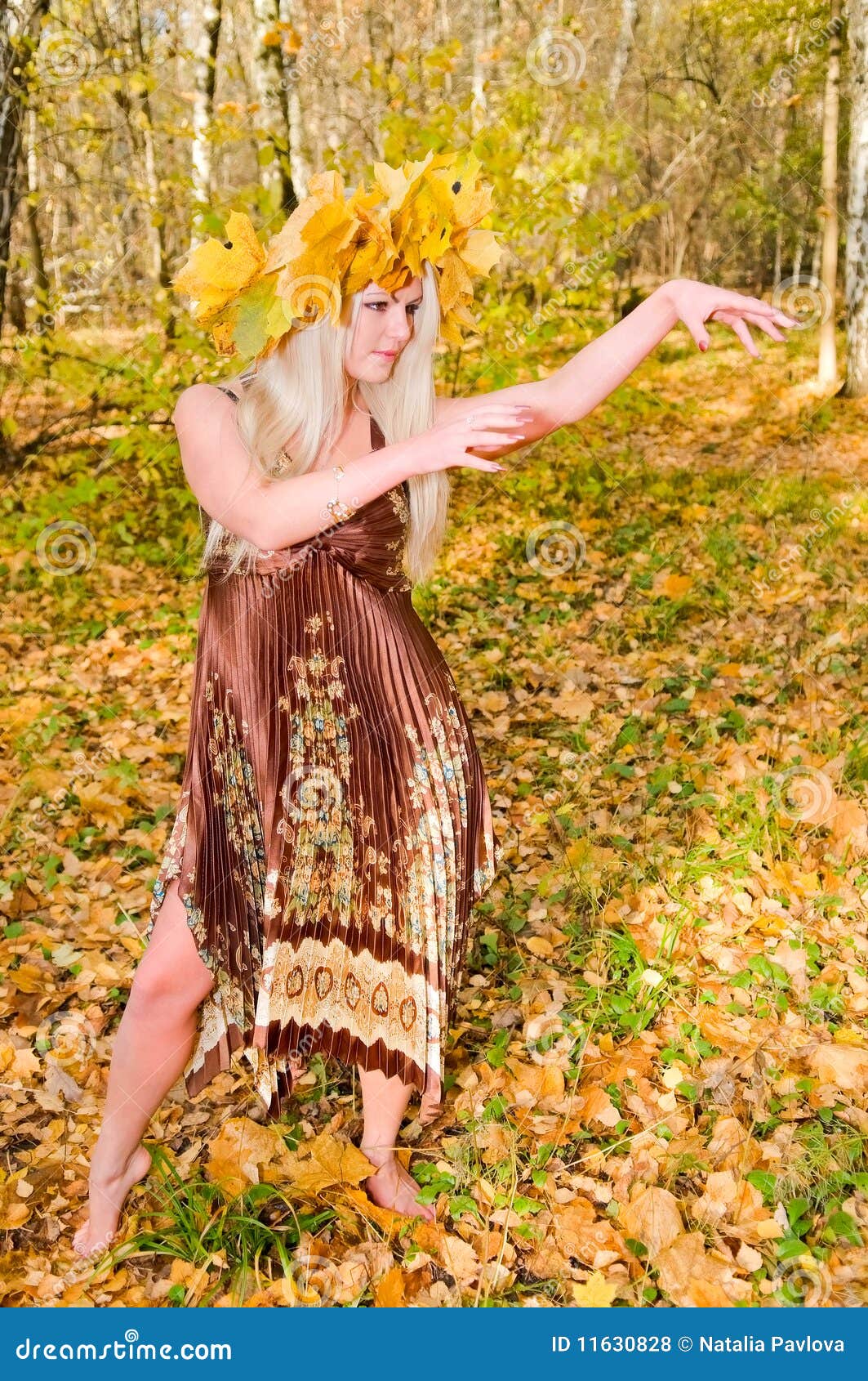 Young Woman Dancing in Autumn Park Stock Photo - Image of forest, human ...