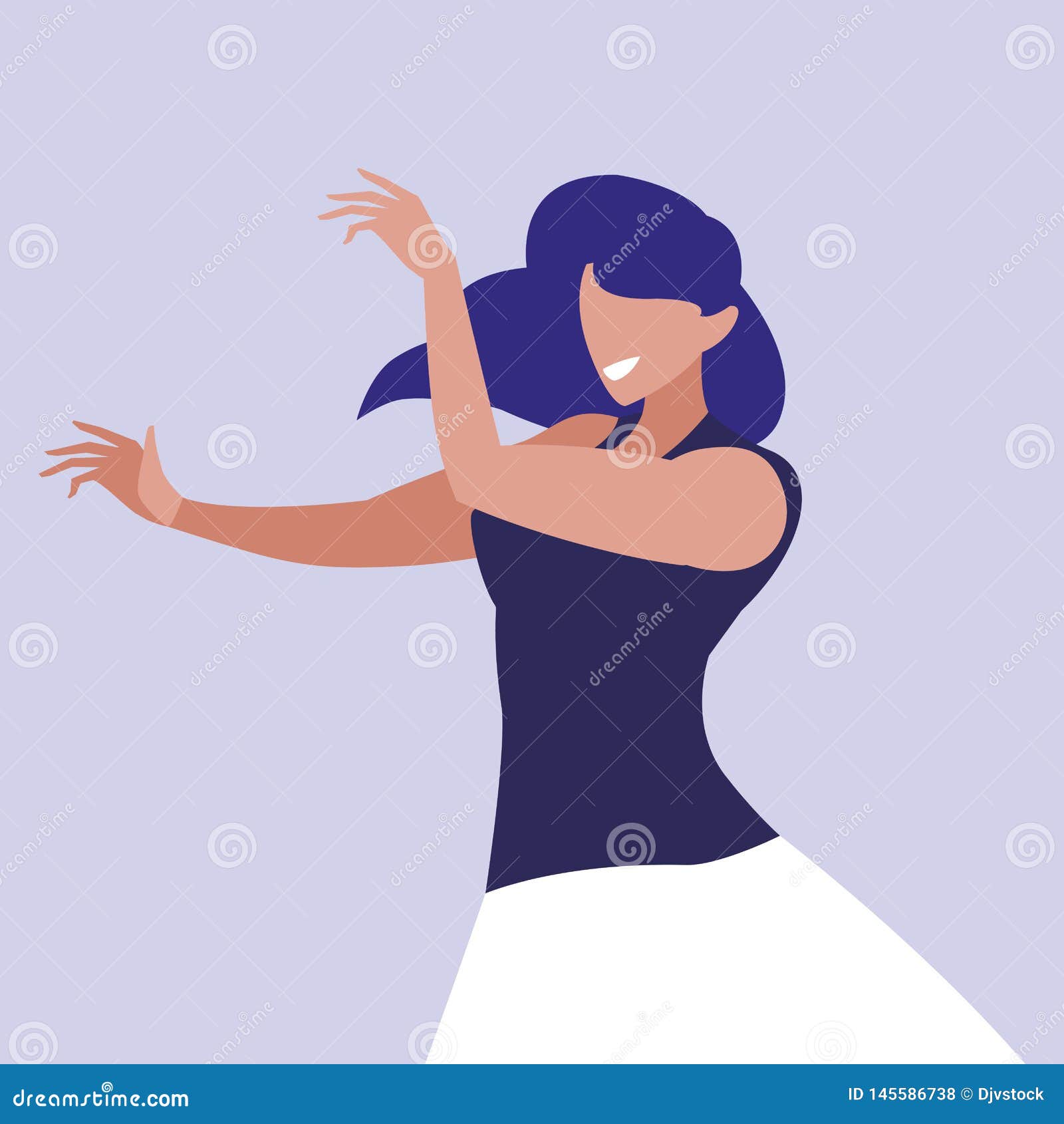 Young Woman Dancing Character Stock Illustration - Illustration of ...