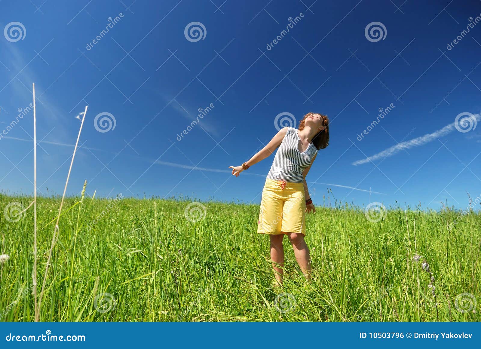 Young Woman Dancing on the Field Stock Photo - Image of activity, field ...
