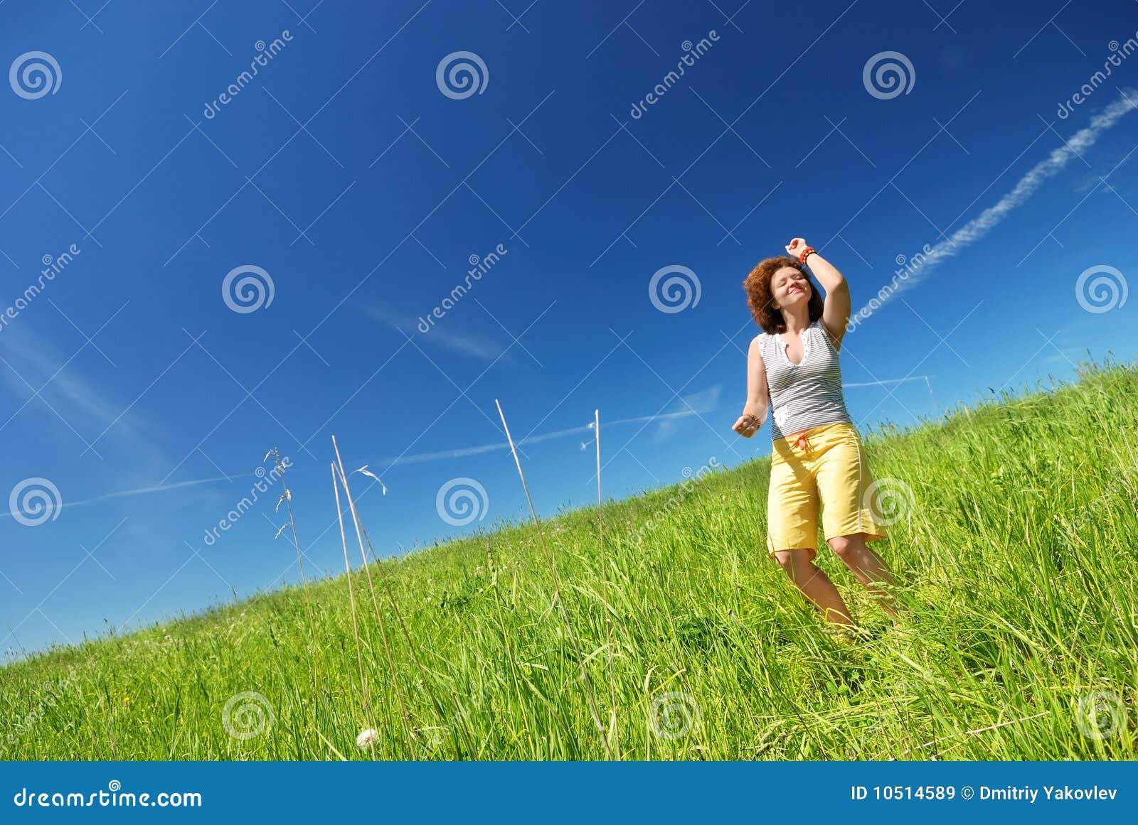 Young Woman Dancing on the Field Stock Image - Image of beautiful ...