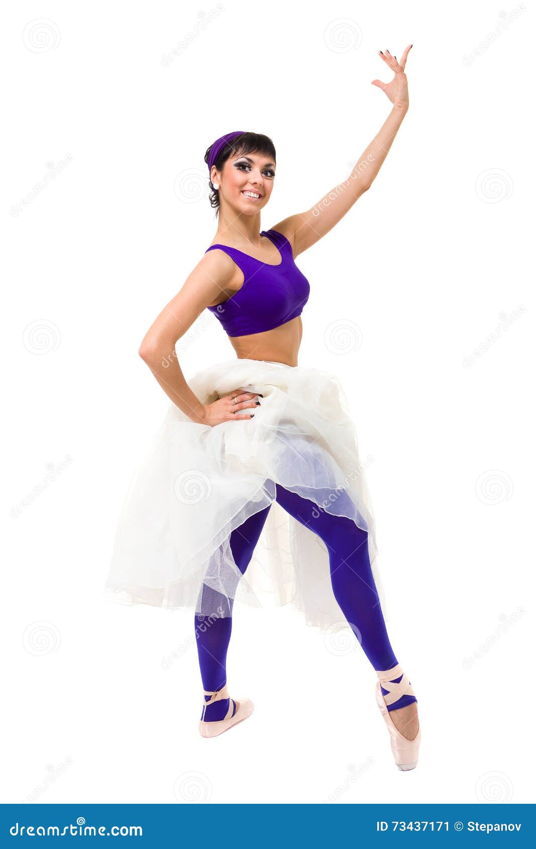 Young Woman Dancing, Isolated in Full Body on White Stock Image - Image ...