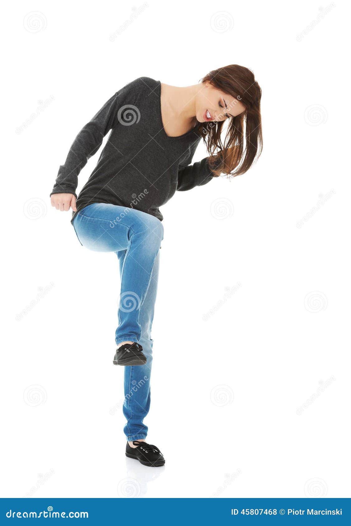 Young Woman Dancing and Laughing Stock Photo - Image of human, female ...