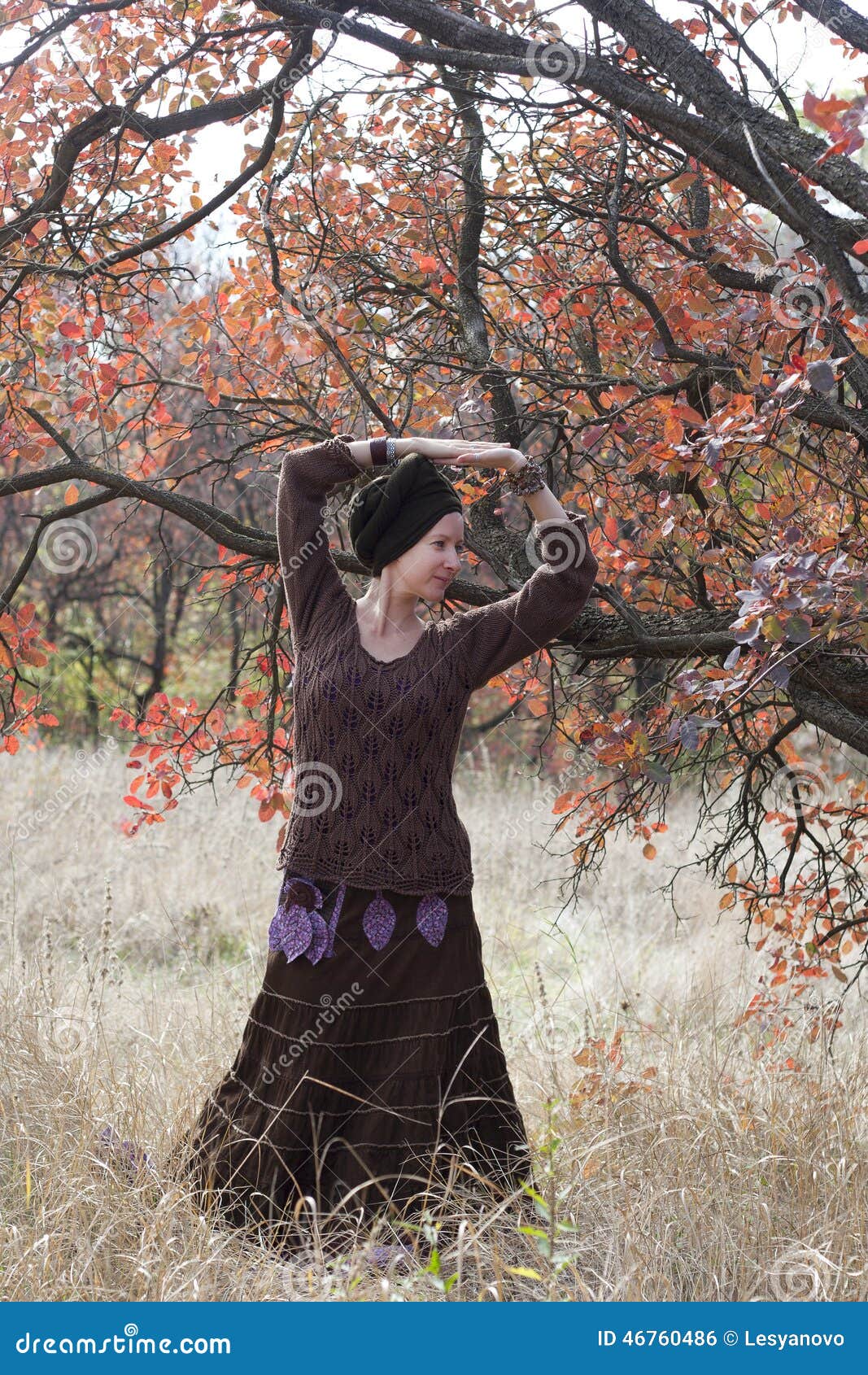 Young Woman Dancing Magic Dance Stock Photo - Image of nature, plant ...