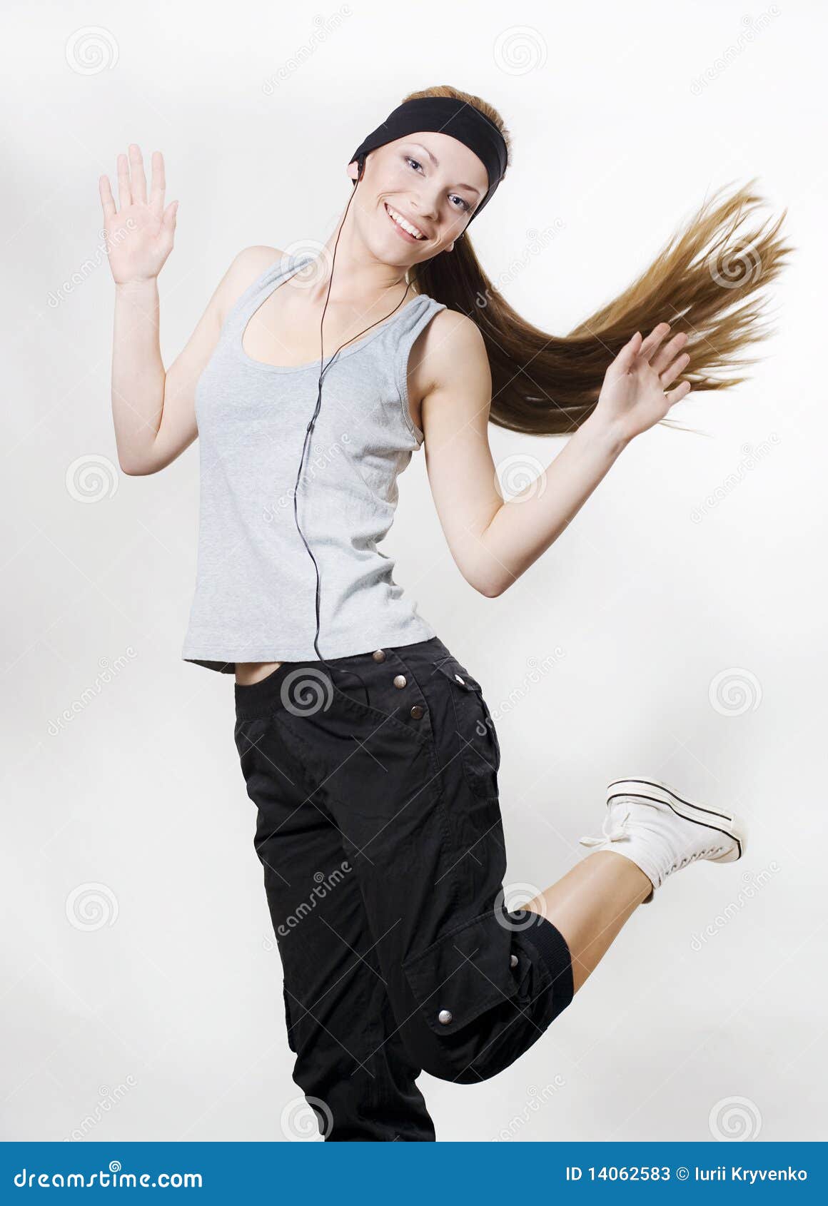 Young Woman Dancing with Player Stock Image - Image of exercise, disco ...