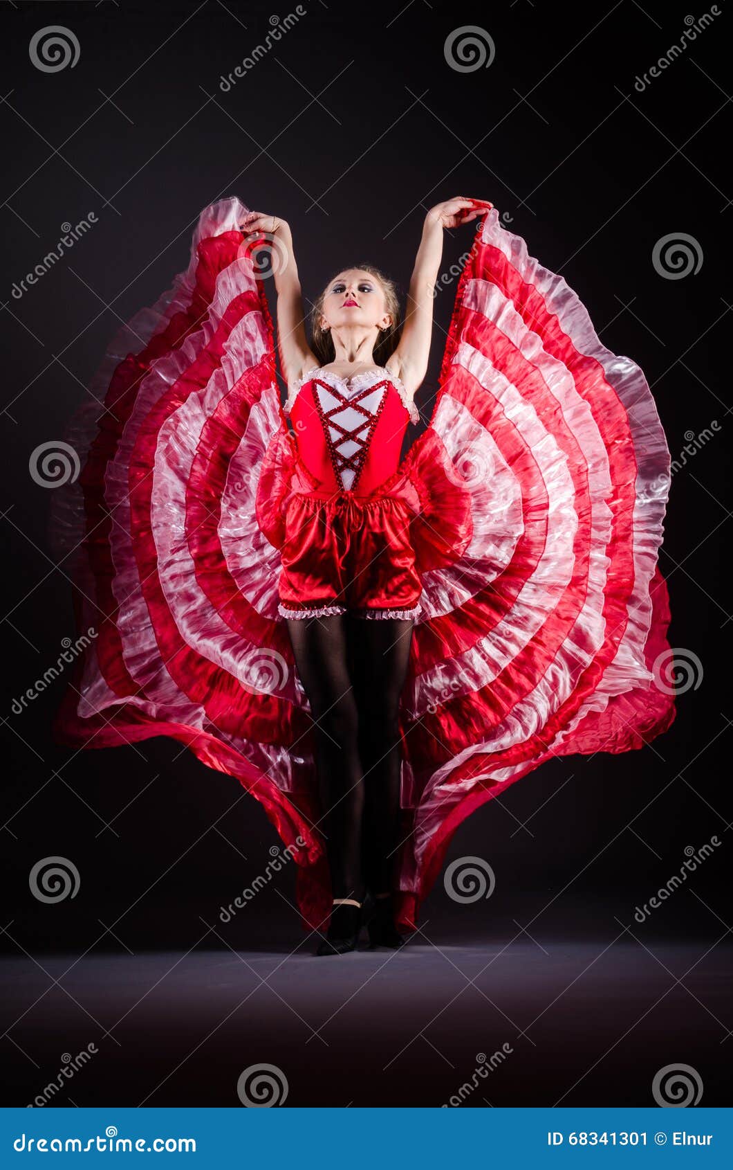 The Young Woman Dancing in Red Dress Stock Image - Image of beautiful ...