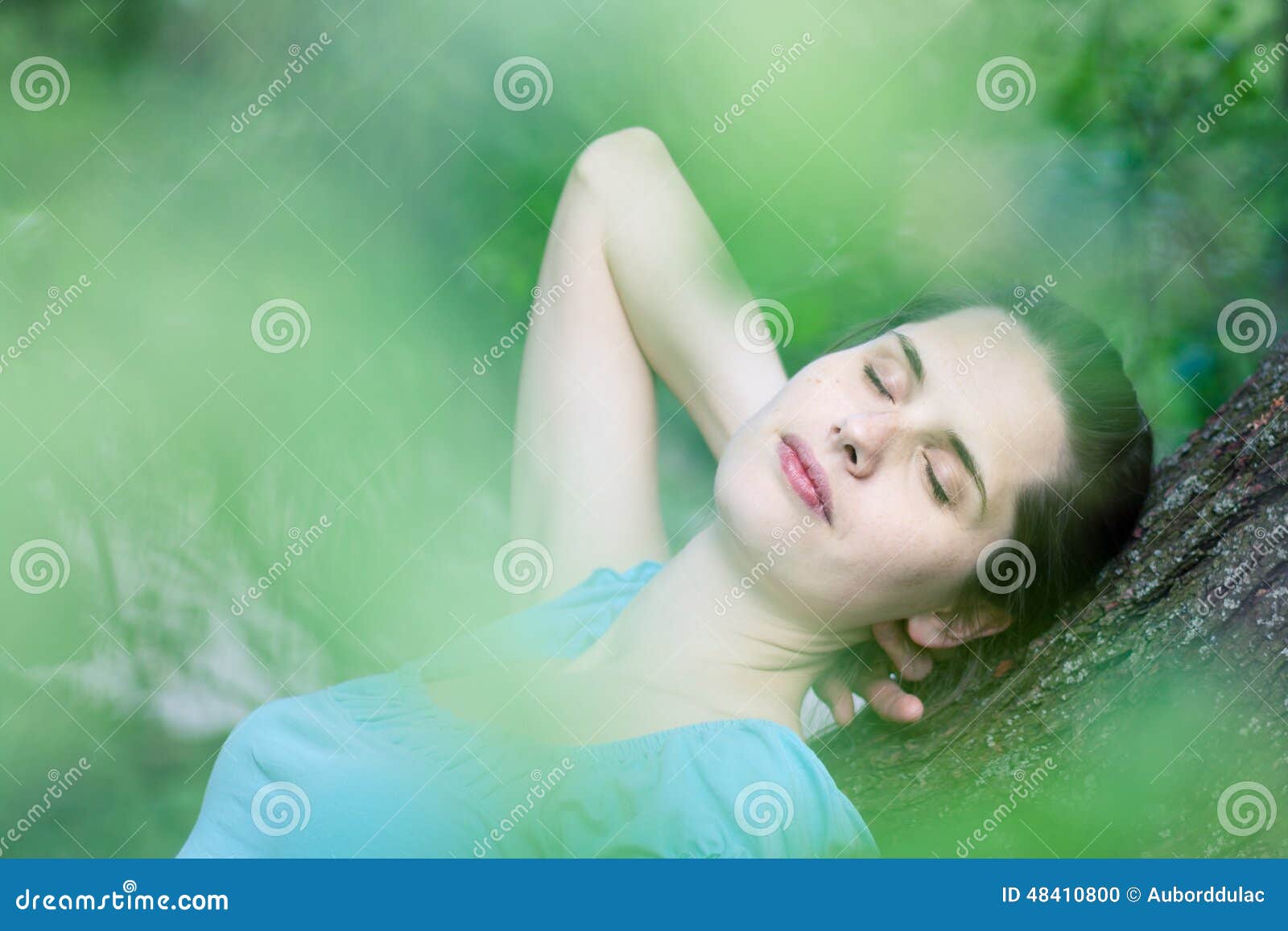 Young woman day-dreaming stock photo. Image of daydreaming - 48410800