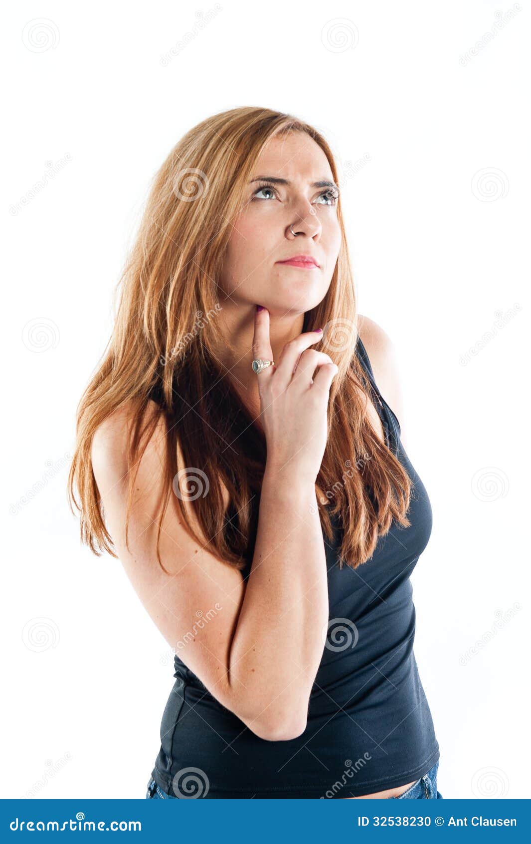 Young Woman Deep in Thought Stock Photo - Image of pretty, gorgeous ...