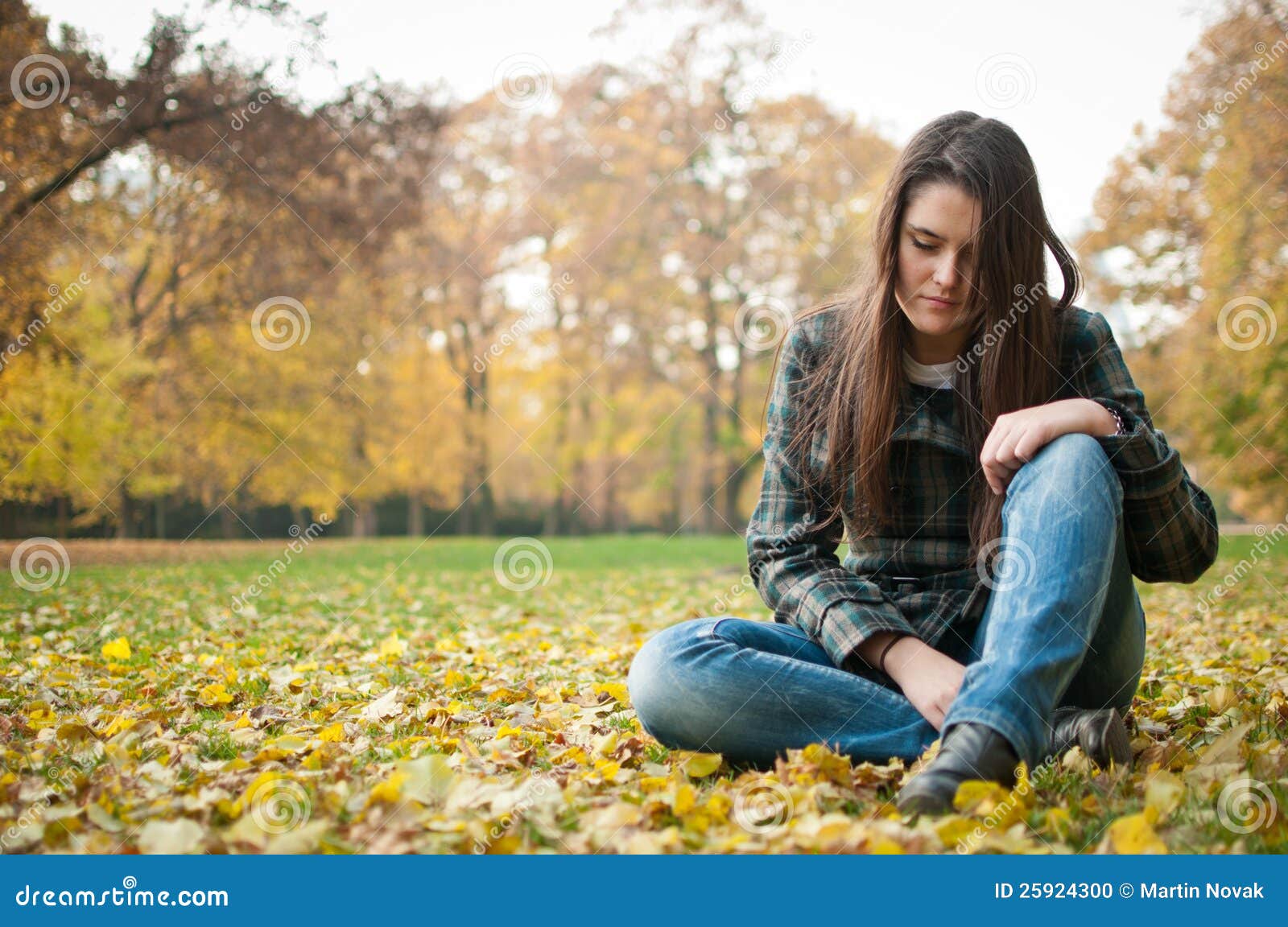 Young Woman in Depression Outdoor Stock Photo - Image of female ...