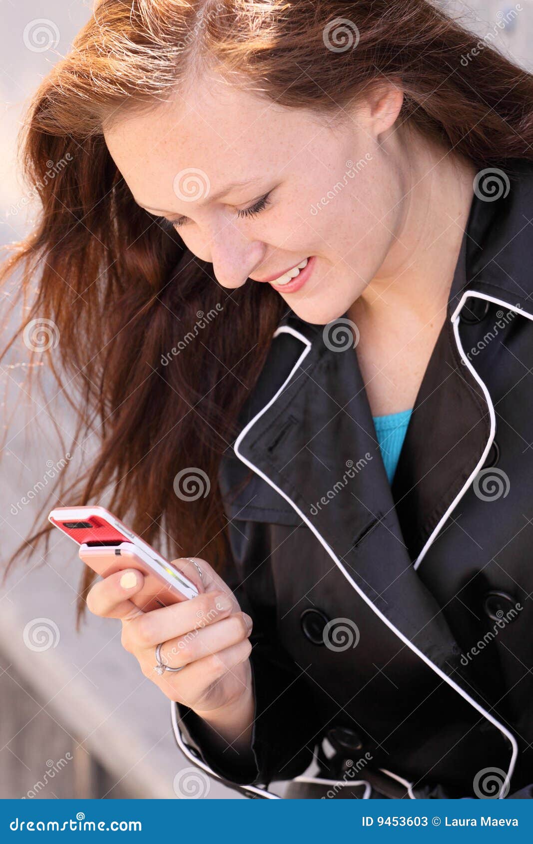 Young Woman Dialing Number Cell Phone Stock Image - Image of ...