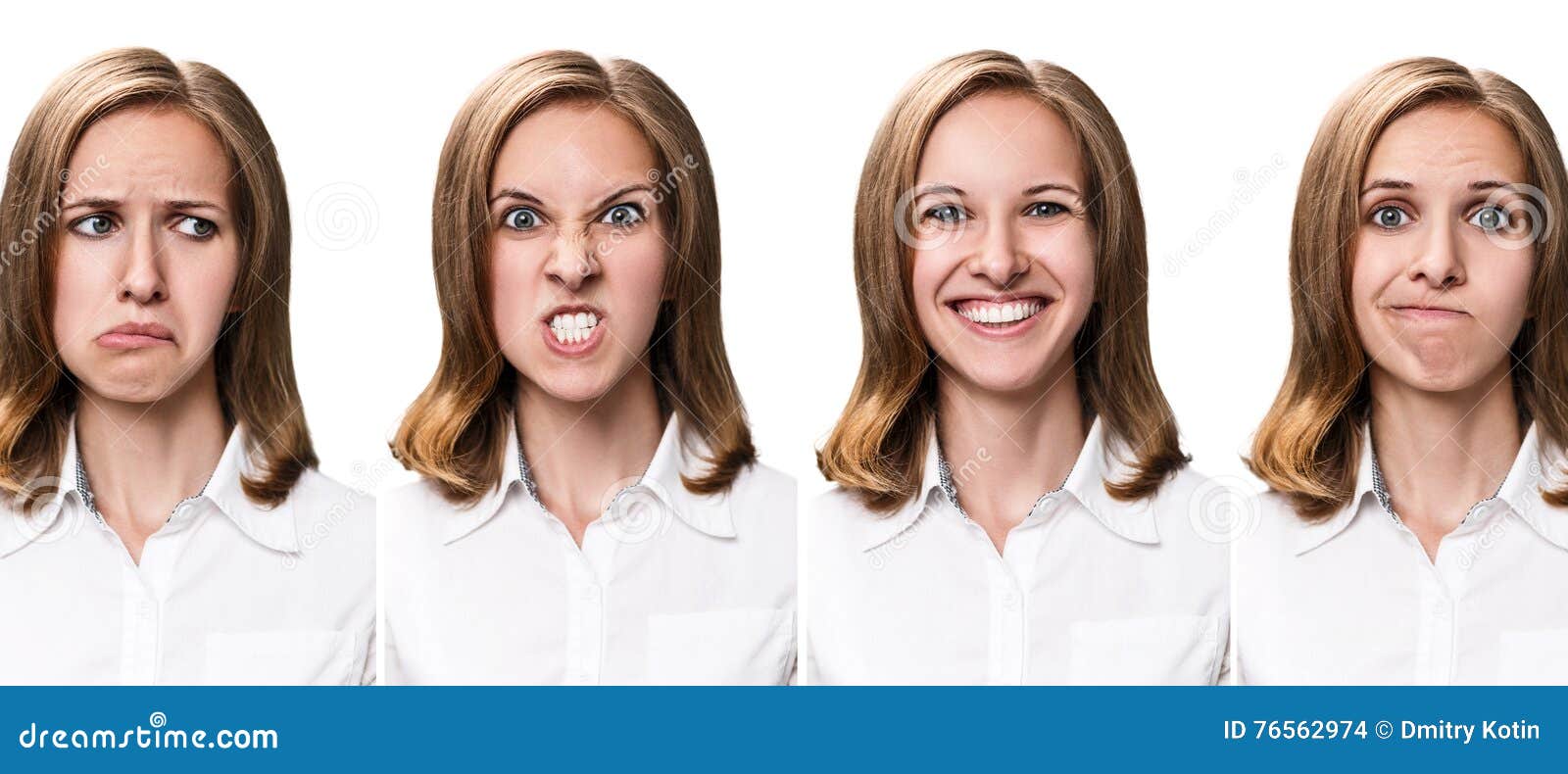 Young Woman with Different Expressions Stock Photo - Image of angry ...