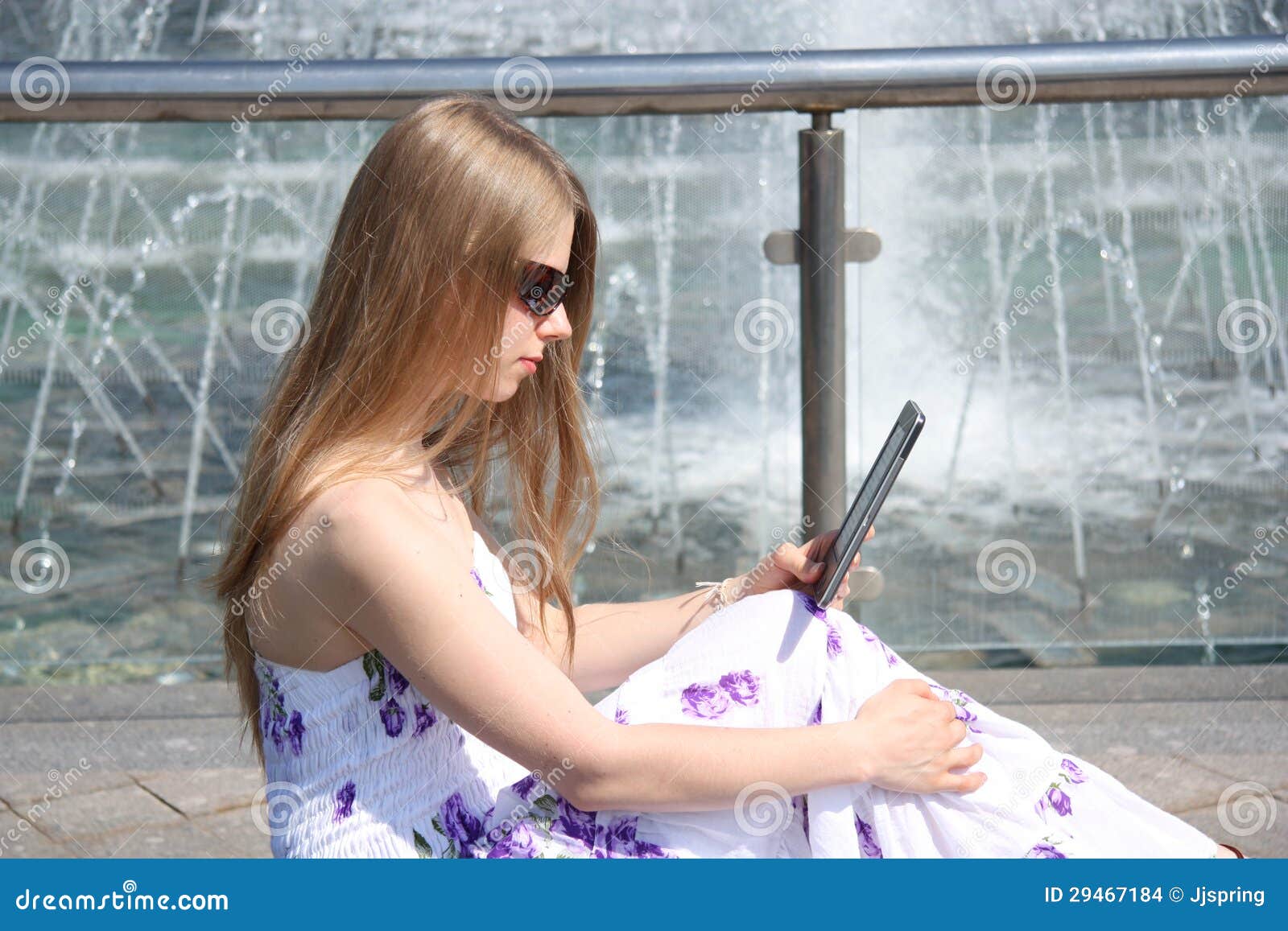 Young Woman with a Digital Book Stock Photo - Image of data, handheld ...