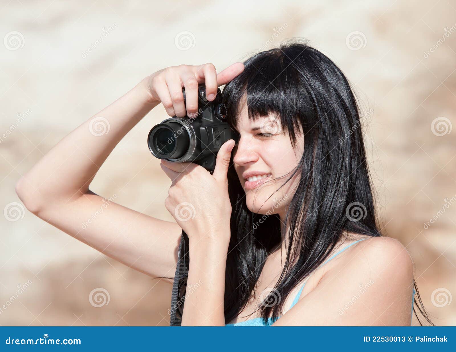 Young Woman with Digital Camera Stock Image - Image of lifestyle, lens ...