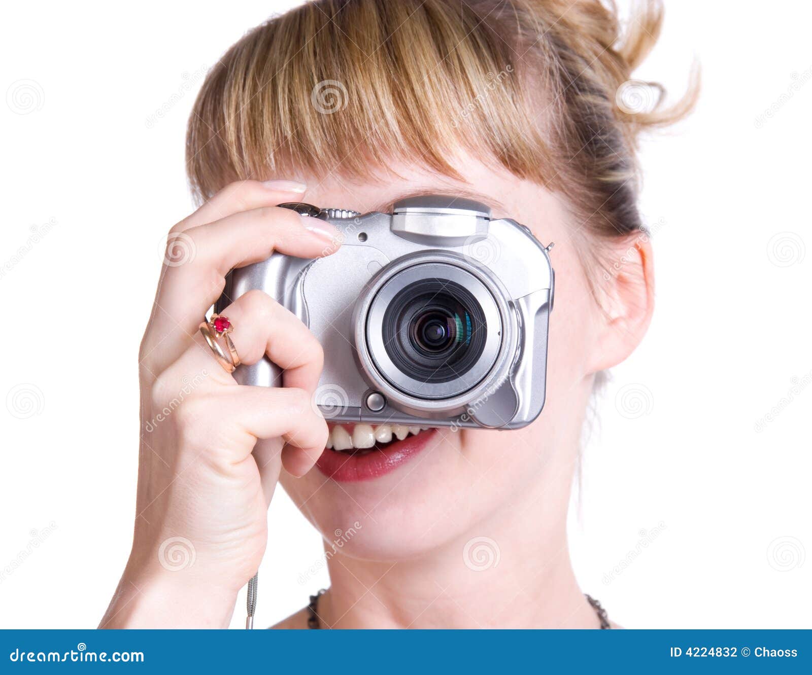 Young Woman with Digital Camera Stock Photo - Image of digicam, looking ...