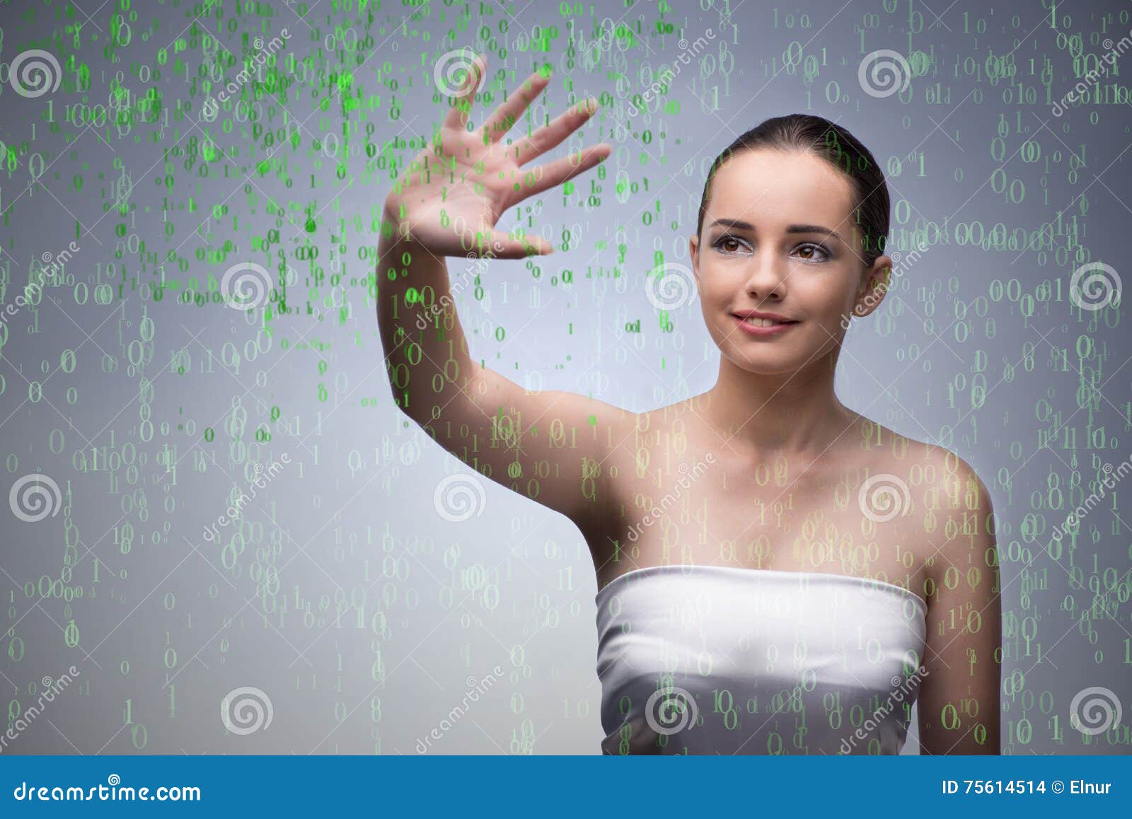 The Young Woman in Digital Concept Stock Photo - Image of display ...