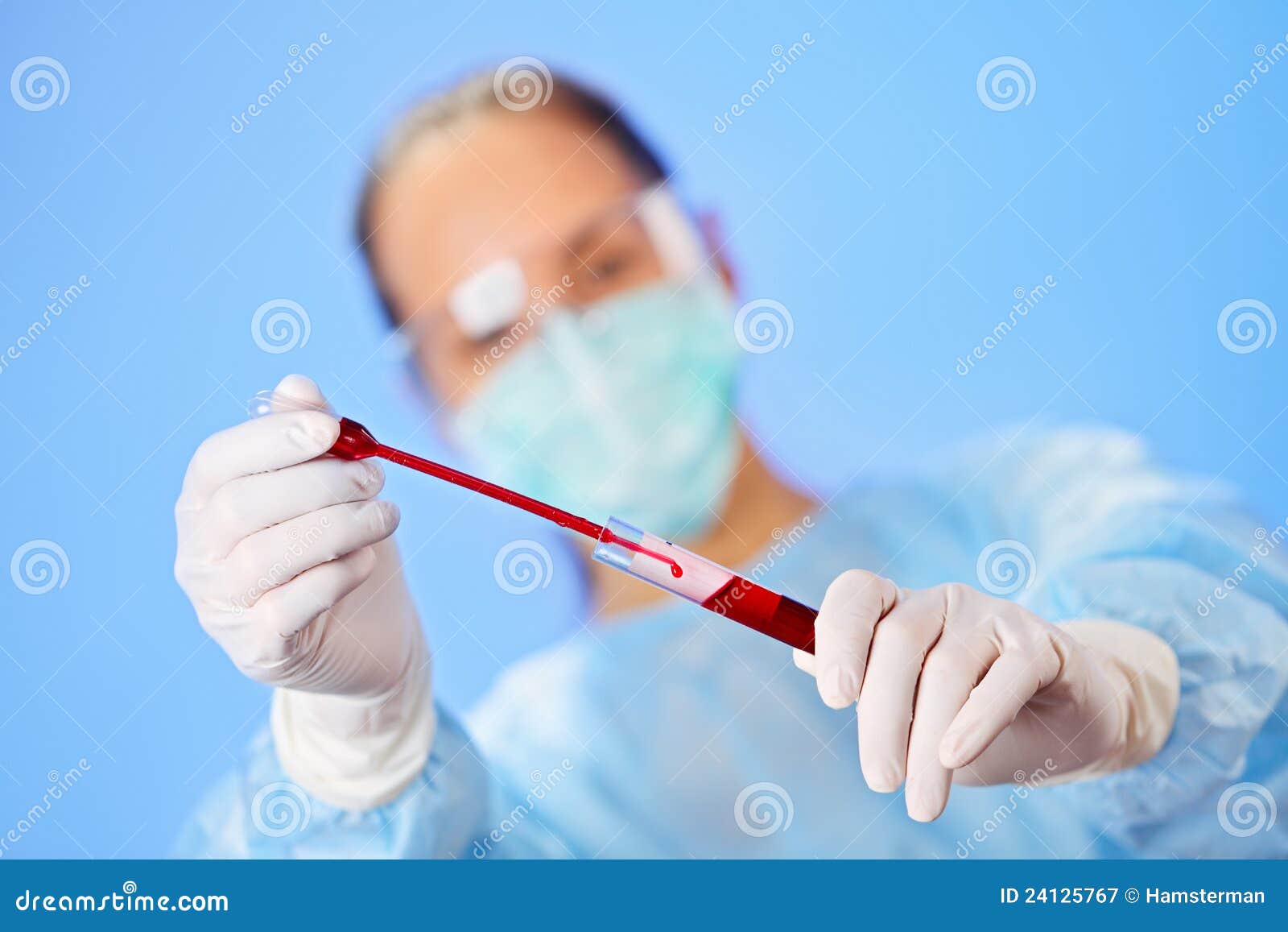 Young Woman Doctor Making Blood Analysis Stock Image - Image of doctor ...