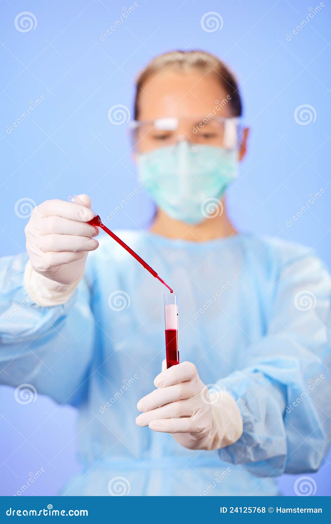 Young Woman Doctor Making Blood Analysis Stock Photo - Image of ...
