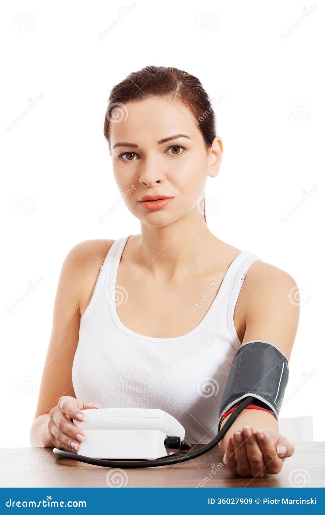 Young Woman Doing Blood Pressure Test. Stock Image - Image of medicine ...