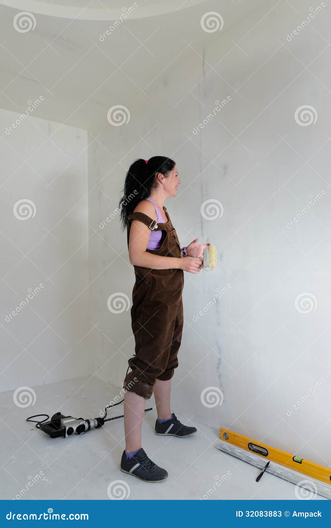 Young Woman Doing DIY Renovating Stock Image - Image of pony, hair ...