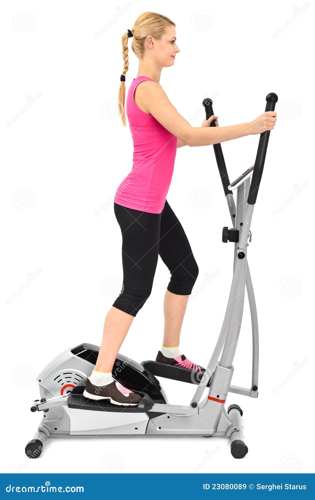 Young Woman Doing Exercises on Elliptical Trainer Stock Image - Image ...
