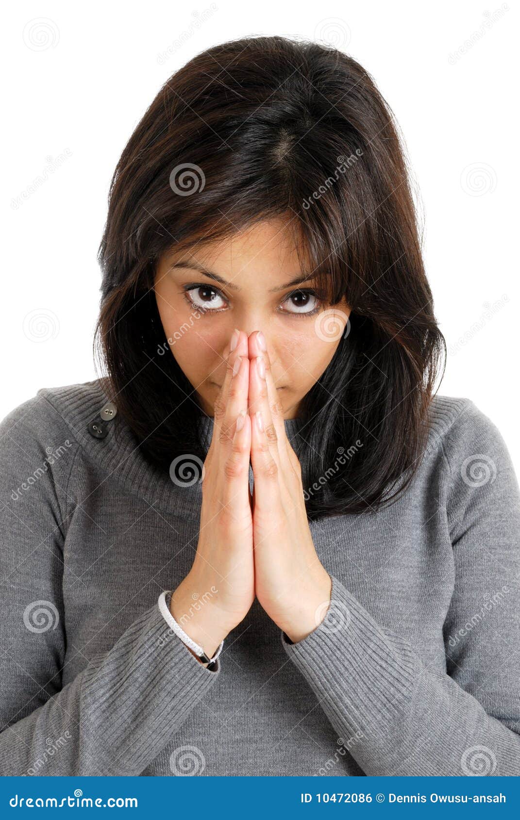 Young Woman Doing Prayer Gesture Stock Photo - Image of assertive ...