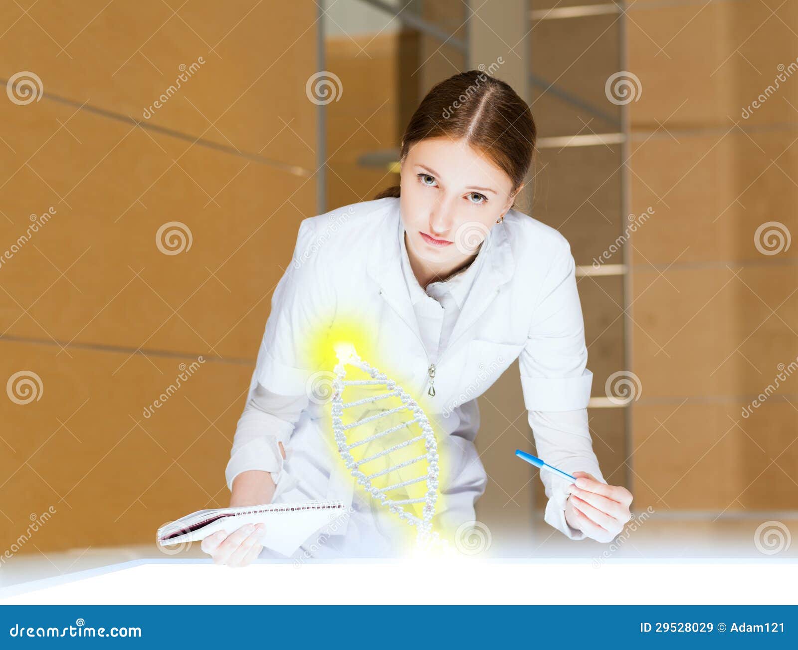 Young woman doing research stock image. Image of atom - 29528029