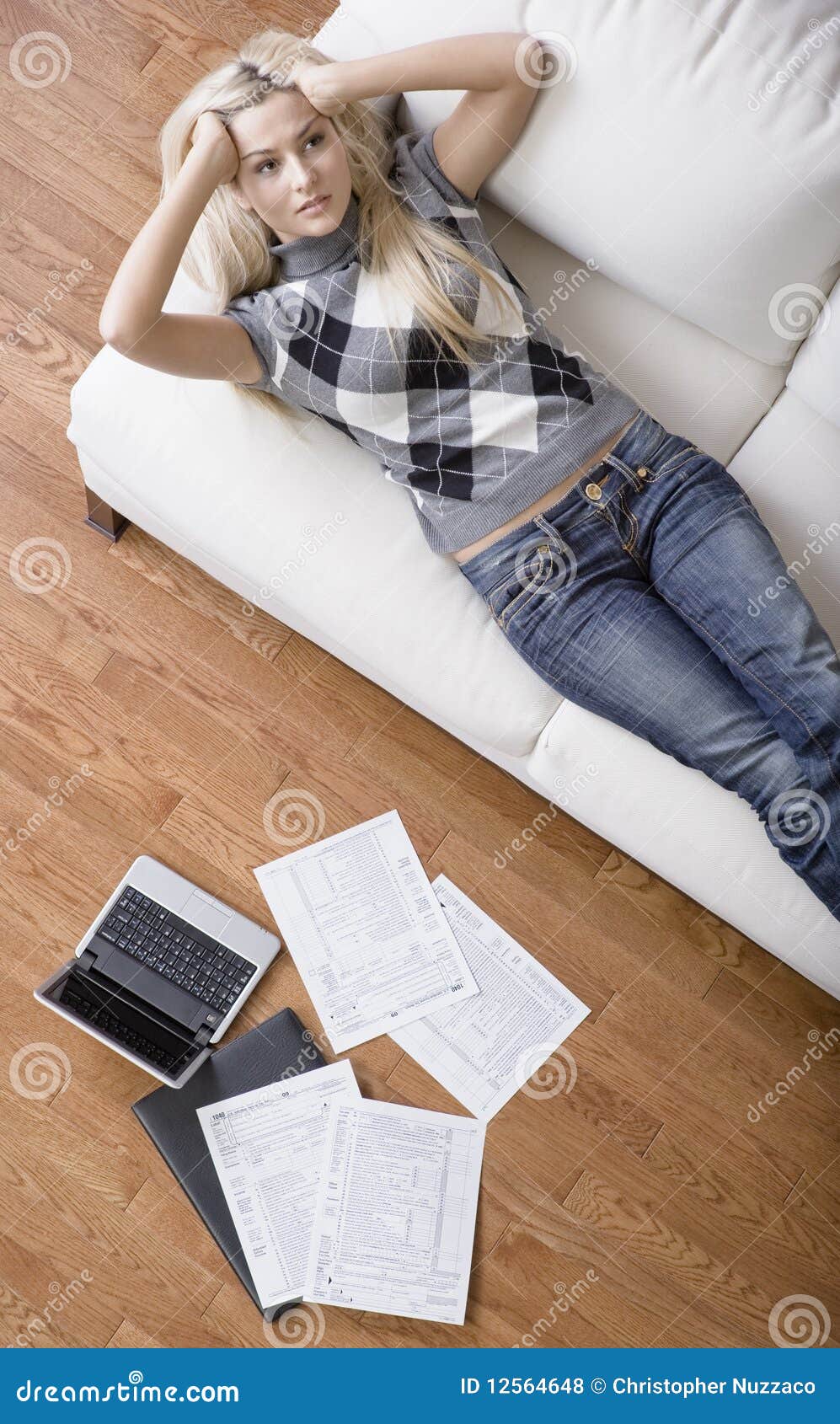 Young Woman Doing Taxes stock photo. Image of lifestyle - 12564648
