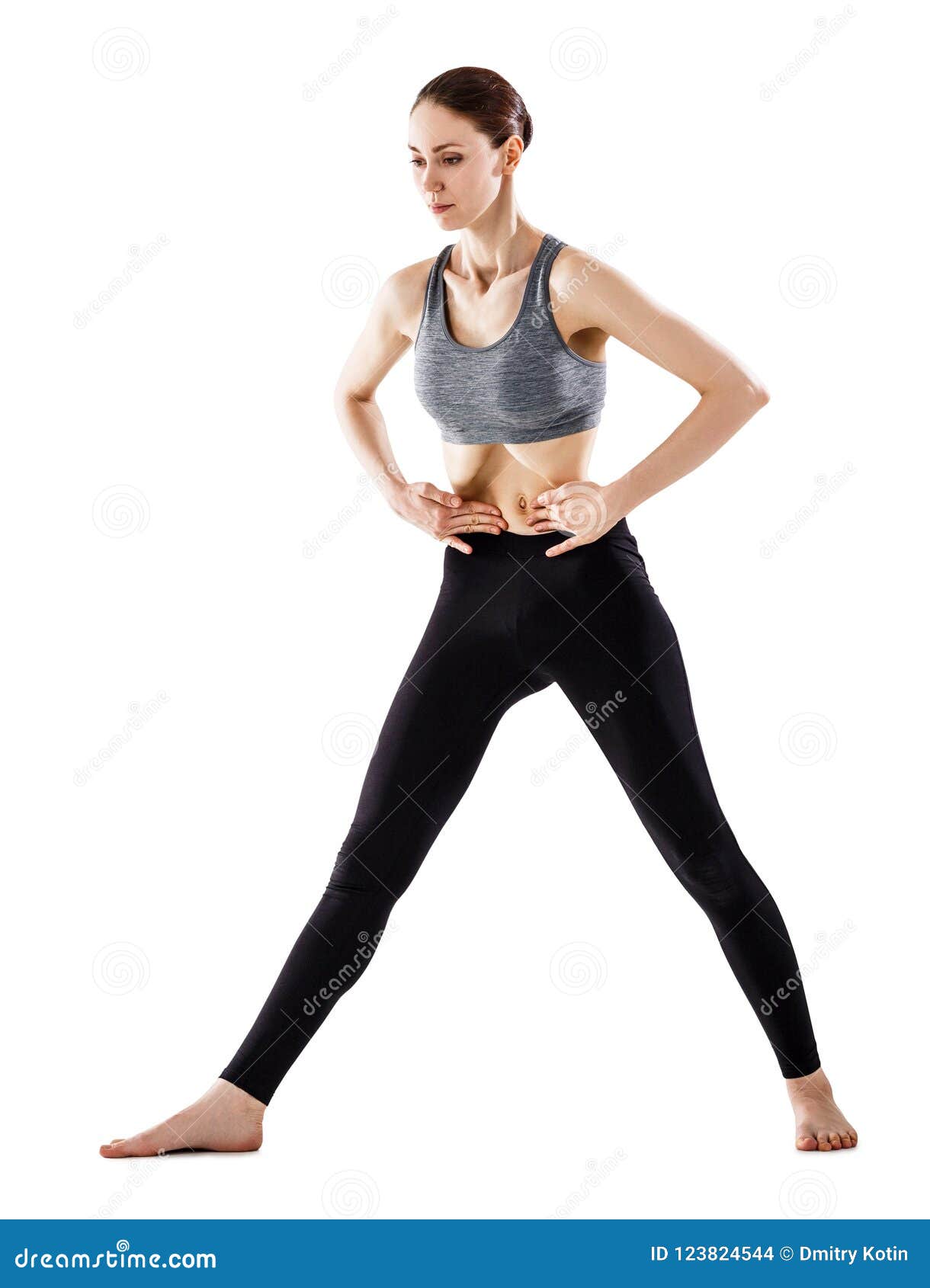 Young Woman Doing Vacuum Exercise For Beautiful Belly. Stock Photo ...