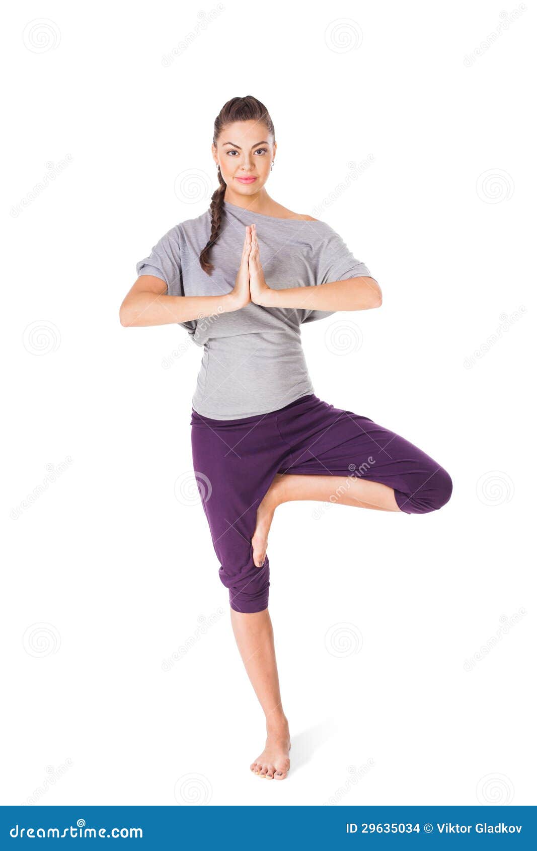 Young Woman Doing Yoga Asana Tree-pose Stock Photo - Image of asana ...