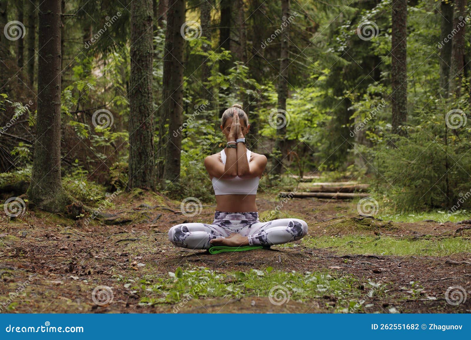 Young Woman Doing Yoga in Forest Stock Photo - Image of practicing ...