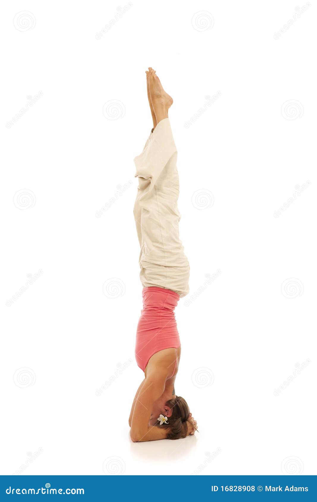 Young Woman Doing Yoga Headstand Pose Stock Photo - Image of lifestyle ...