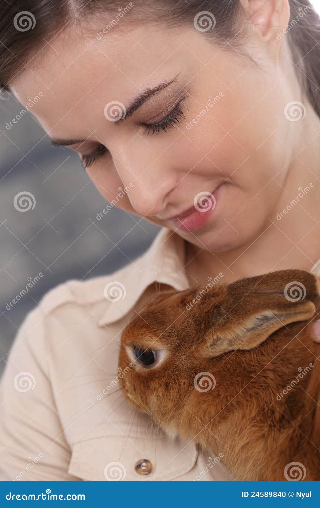Young Woman with Domestic Rabbit Stock Photo - Image of ears, lifestyle ...