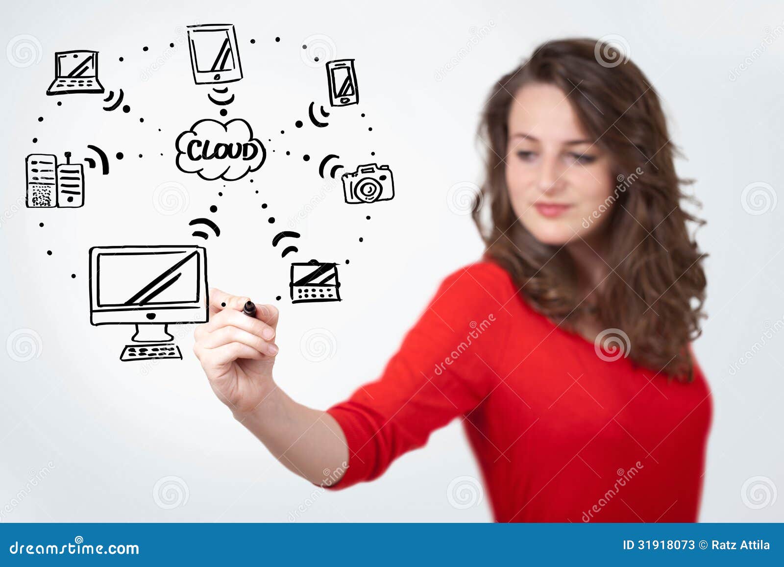 Young Woman Drawing a Cloud Computing on Whiteboard Stock Image - Image ... Young Woman Drawing a Cloud Computing on Whiteboard Stock Image - Image ...