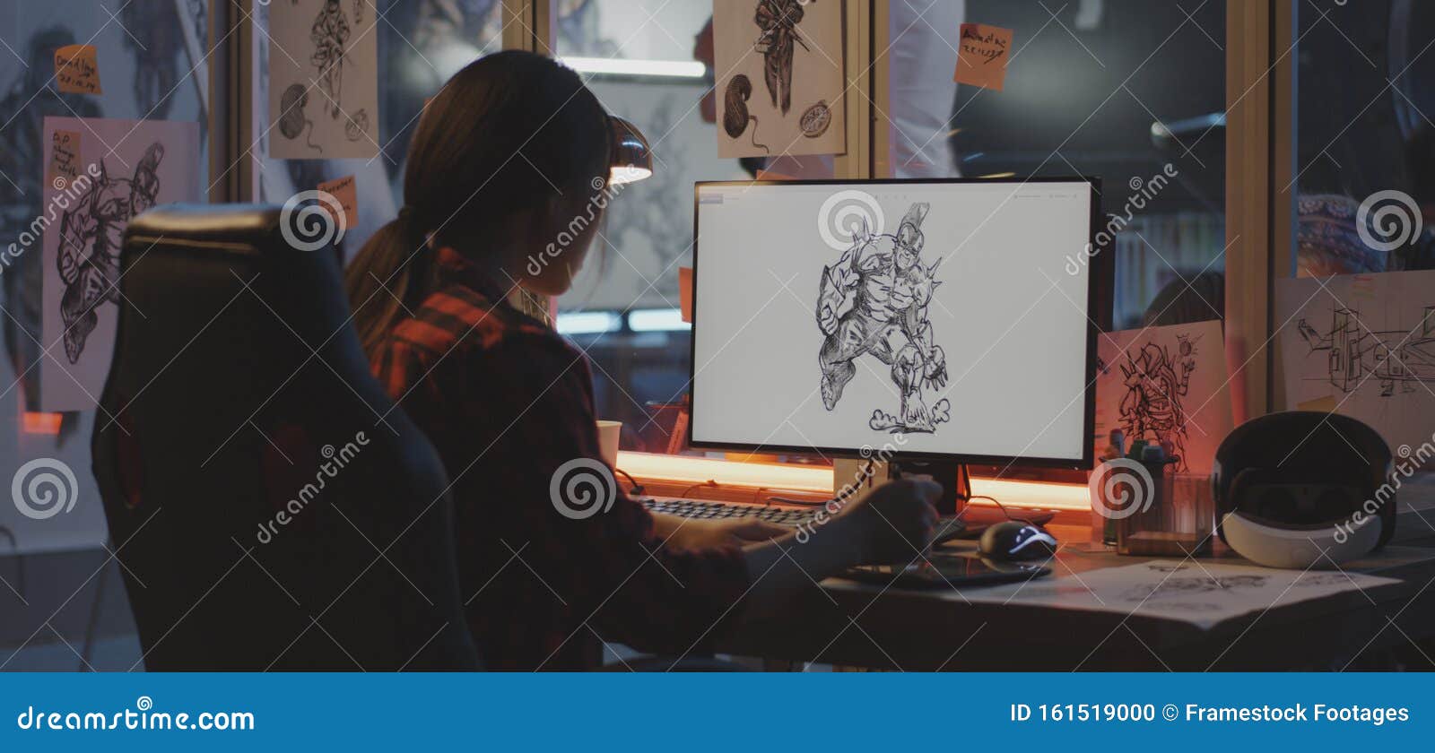 Young Woman Drawing Game Art Stock Photo - Image of sketch, desk: 161519000