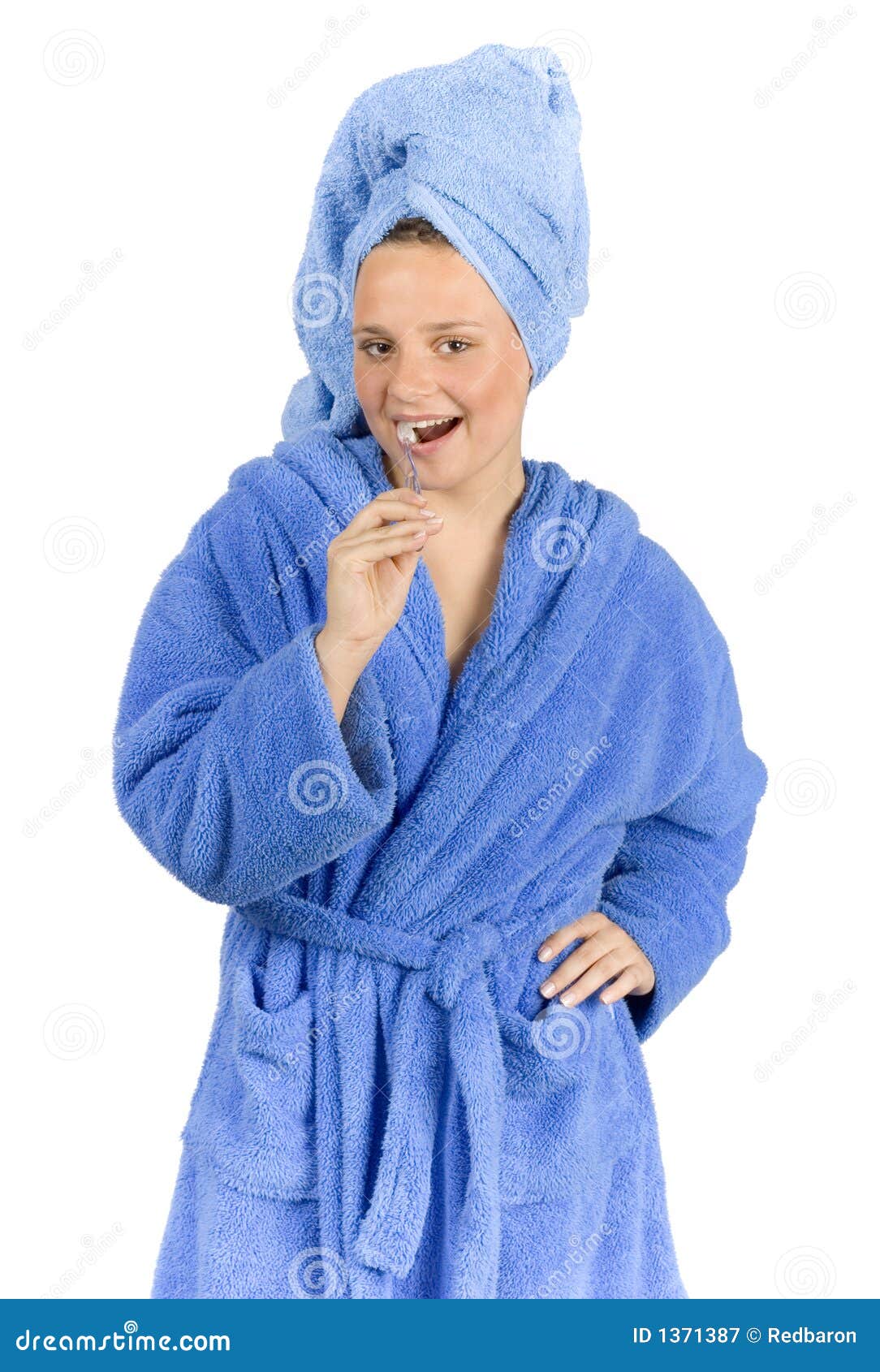 Young Woman Dressed Blue Bathrobe Brushing Teeth Stock Image - Image of ... Young Woman Dressed Blue Bathrobe Brushing Teeth Stock Image - Image of ...