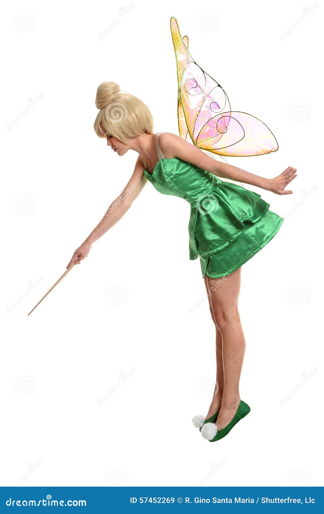 Young Woman Dressed in Costume Using Magic Wand Stock Image - Image of ...