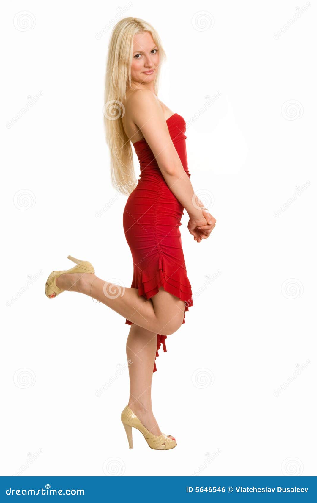 Young Woman Dressed Up in Red Stock Photo - Image of caucasian ...