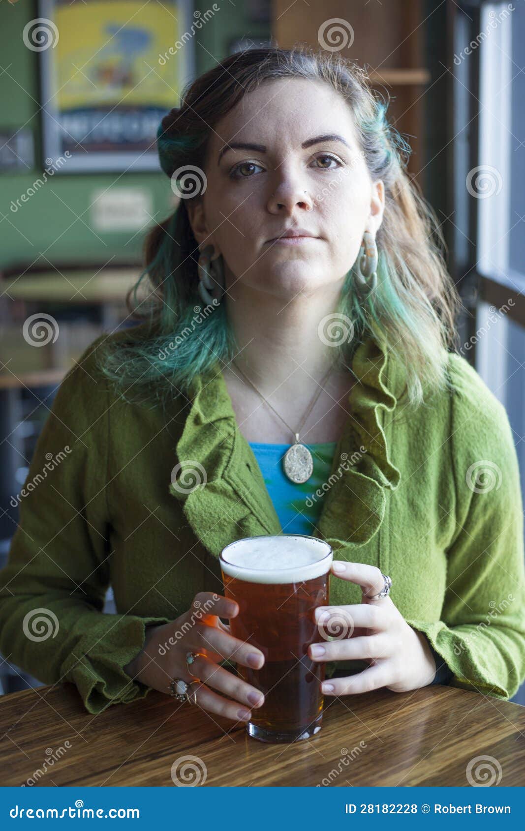 Young Woman Drinking Beer stock photo. Image of pretty - 28182228