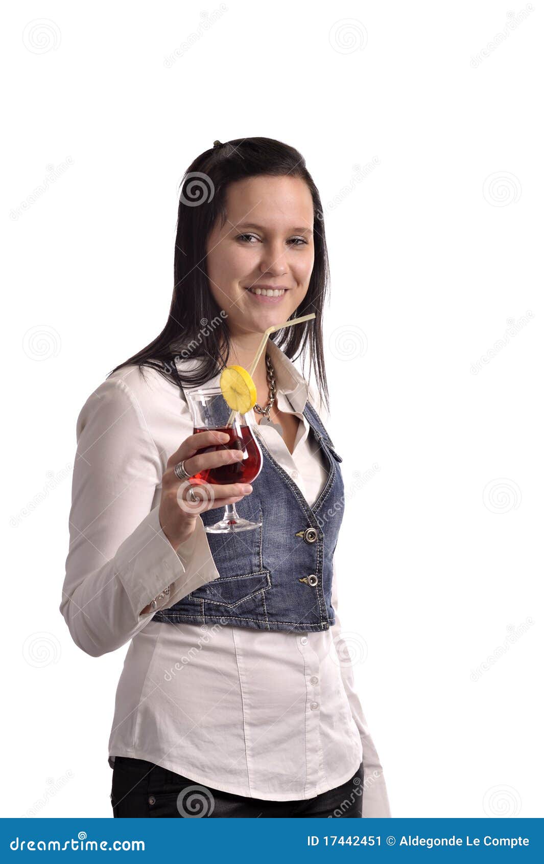 Young Woman Drinking a Cocktail Stock Image - Image of white, lemon ...