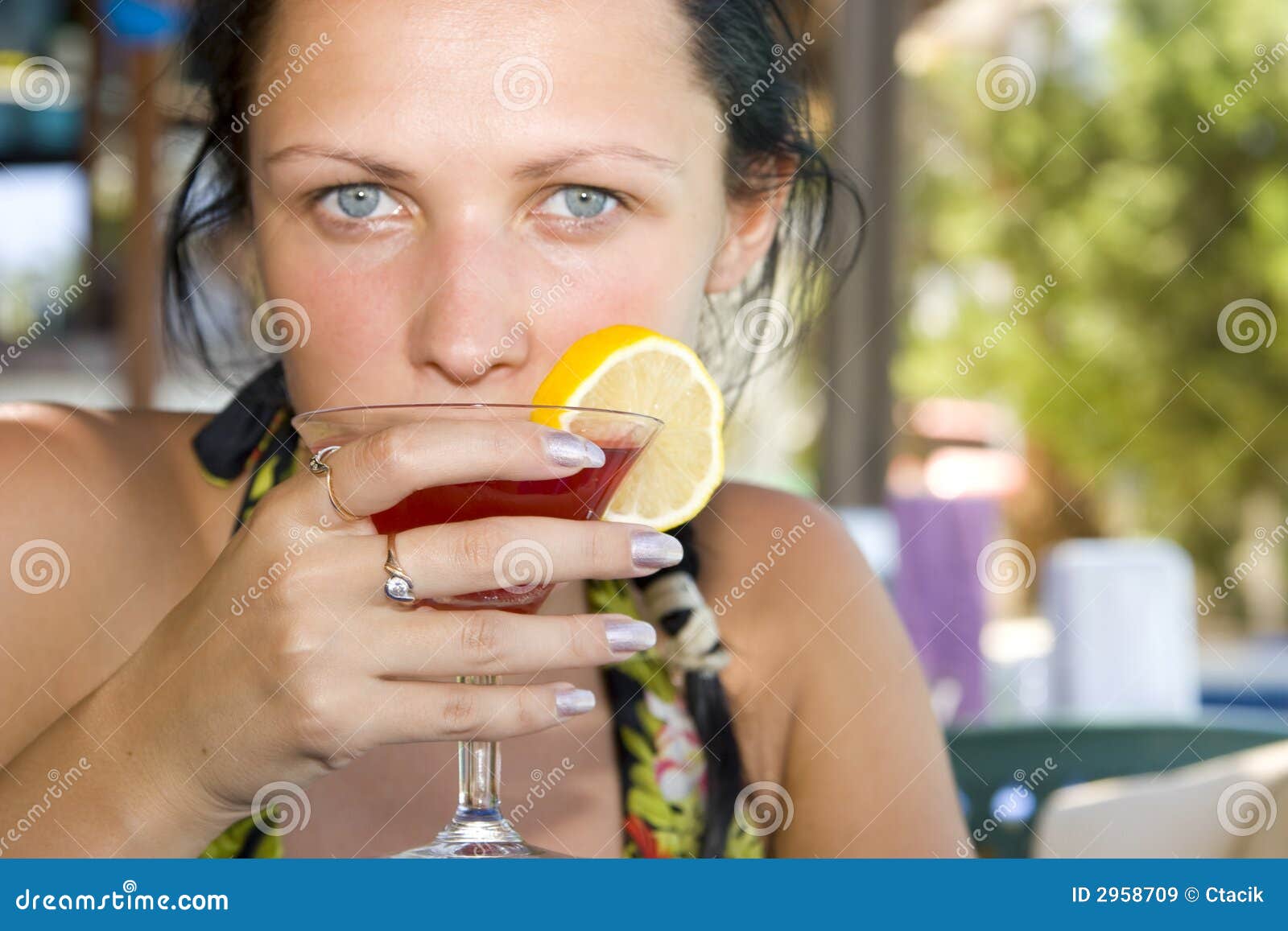 Young Woman Drinking Cocktail Stock Image - Image of caucasian, model ...
