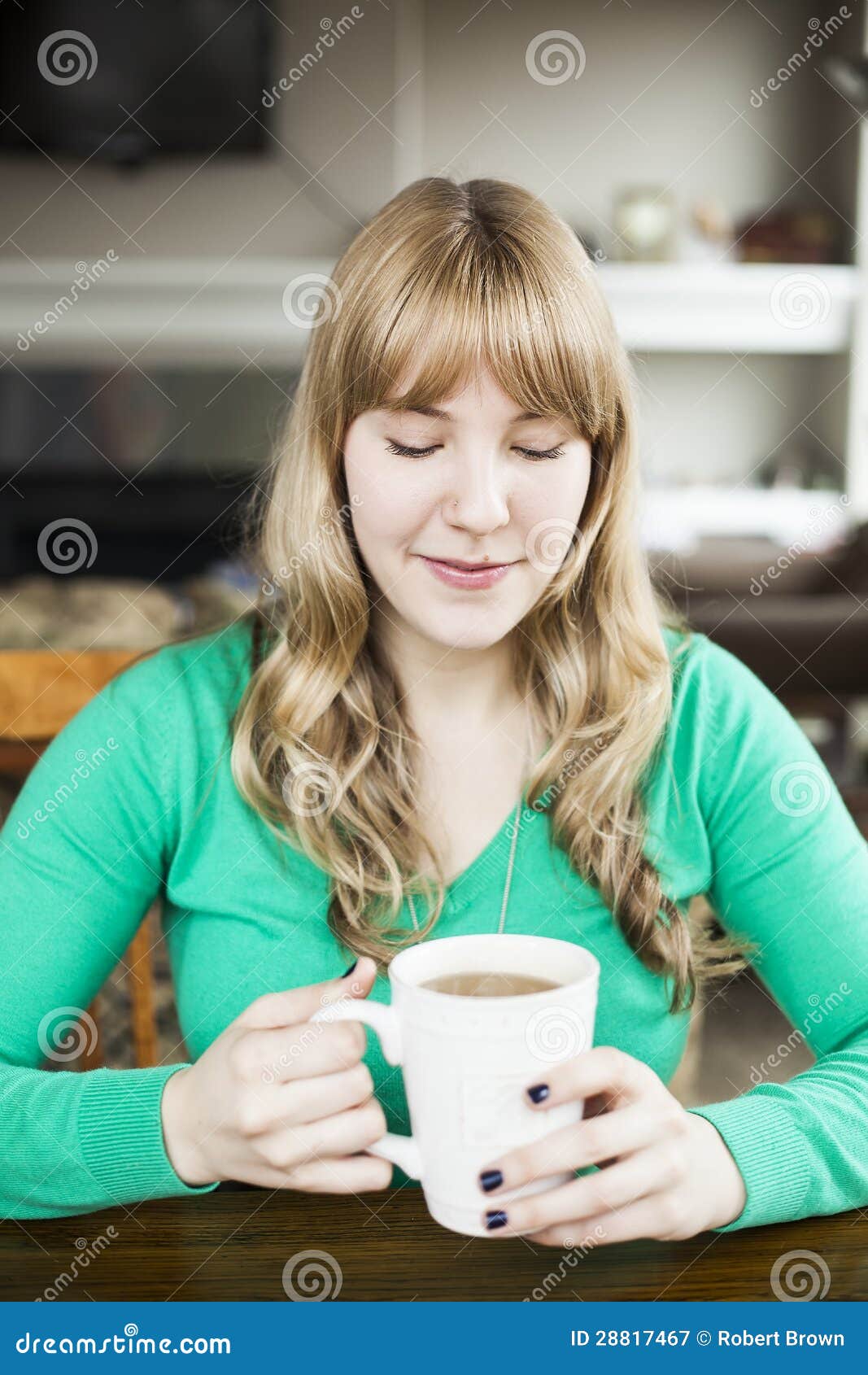 Young Woman Drinking Coffee Stock Image - Image of cafe, casual: 28817467